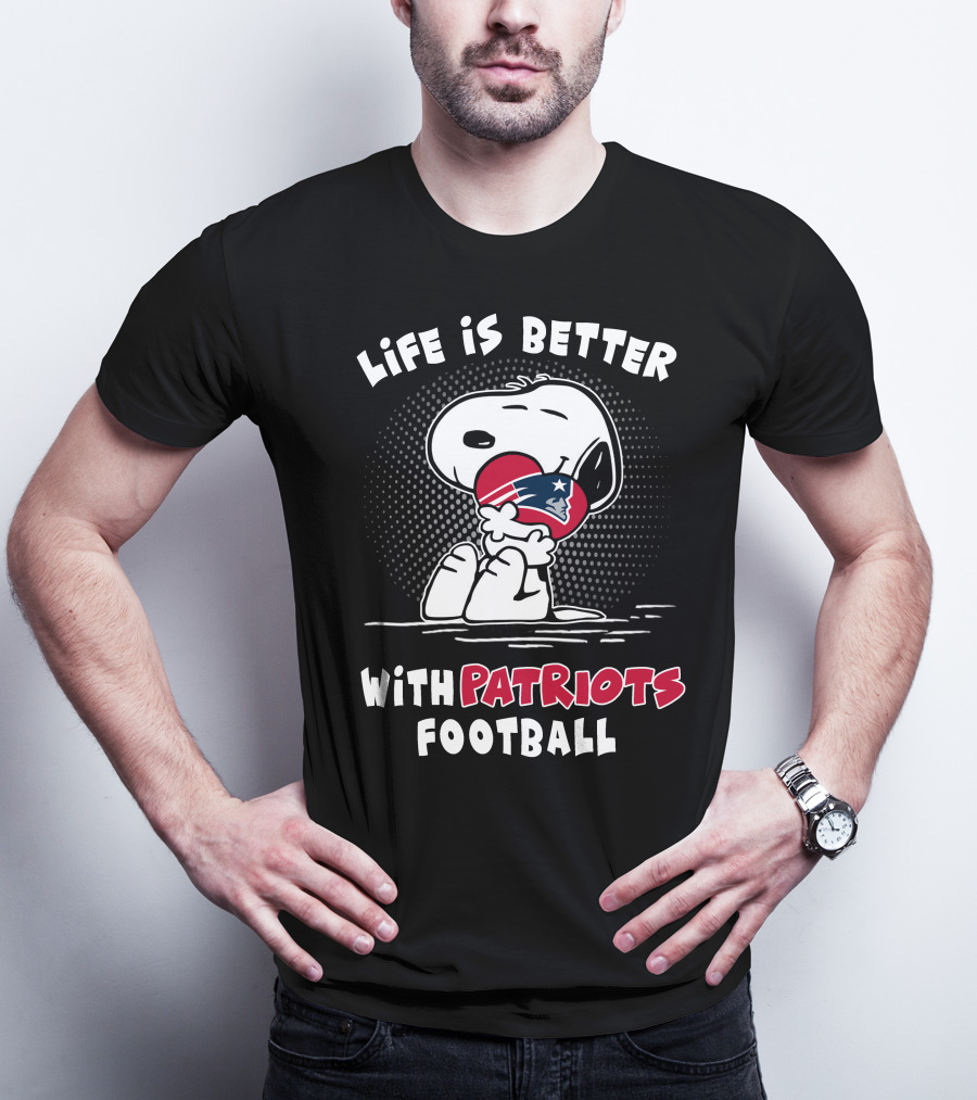 Life Is Better With Patriots Football Snoopy Hugging Helmet T-Shirt
