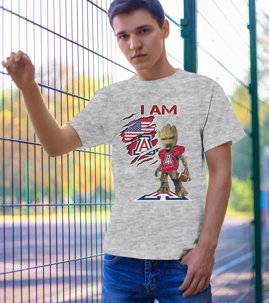 I AM Arizona Wildcats Groot Football USA Flag T-Shirt