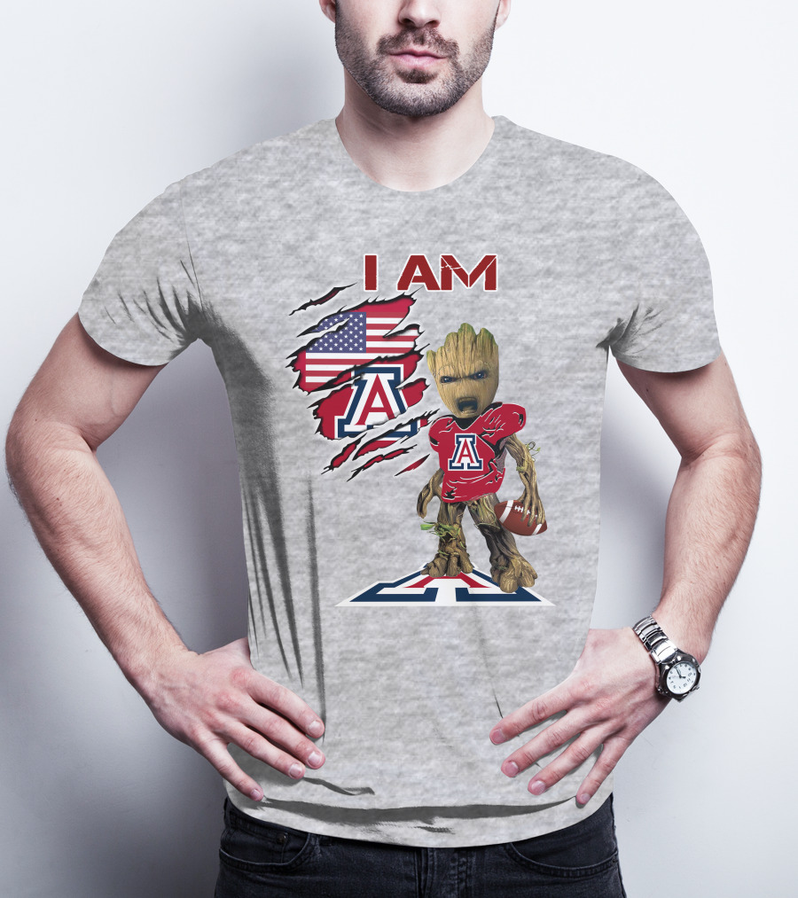 I AM Arizona Wildcats Groot Football USA Flag T-Shirt