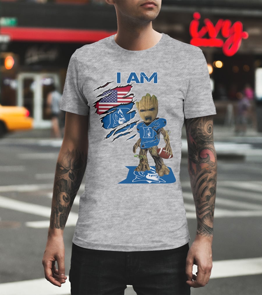 I Am Groot Duke Blue Devils Football American Flag T-Shirt