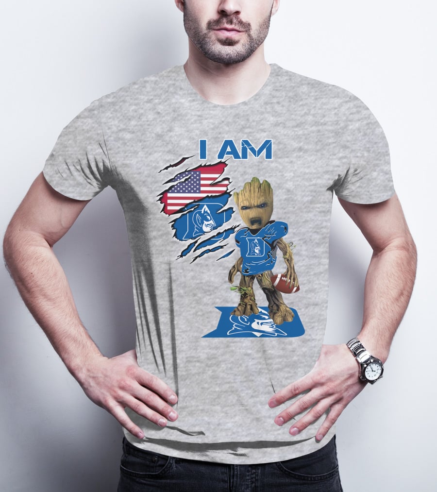 I Am Groot Duke Blue Devils Football American Flag T-Shirt