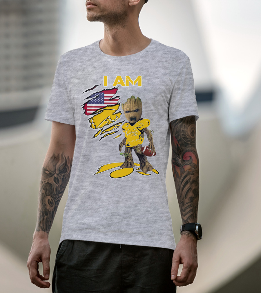 I Am Hawkeyes Baby Groot American Football T-Shirt