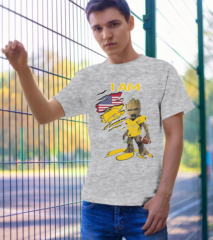 I Am Hawkeyes Baby Groot American Football T-Shirt