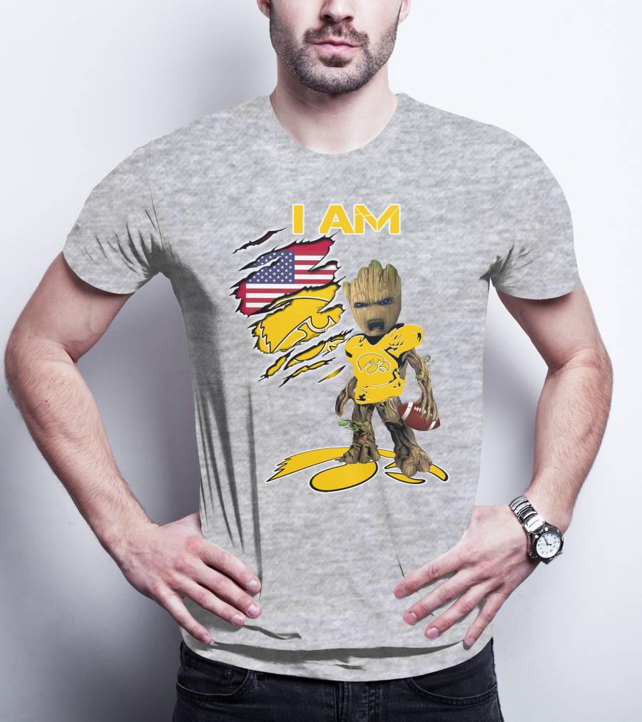 I Am Hawkeyes Baby Groot American Football T-Shirt