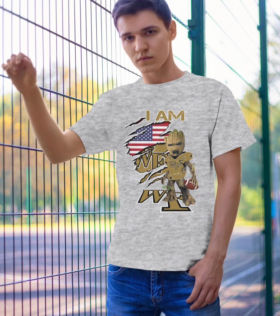 I AM WF Baby Groot American Football Wake Deacons T-Shirt