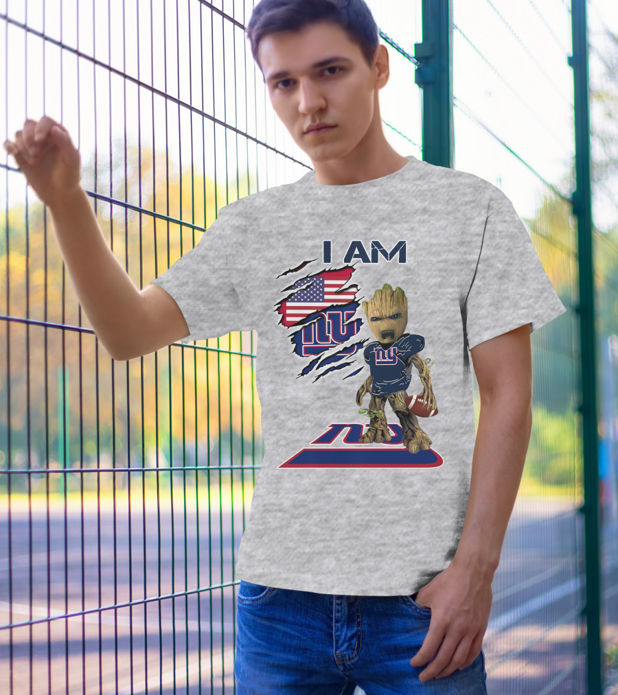 I Am Giants Baby Groot Football Usa Flag T-Shirt