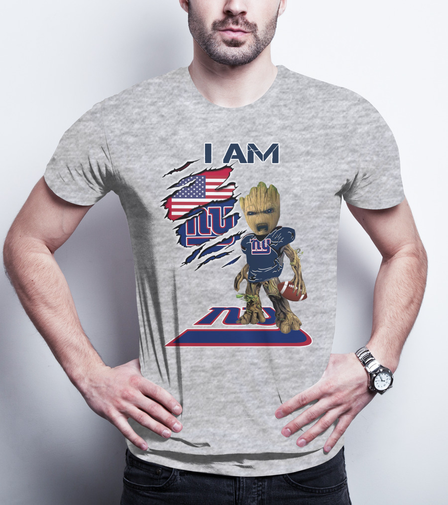 I Am Giants Baby Groot Football Usa Flag T-Shirt