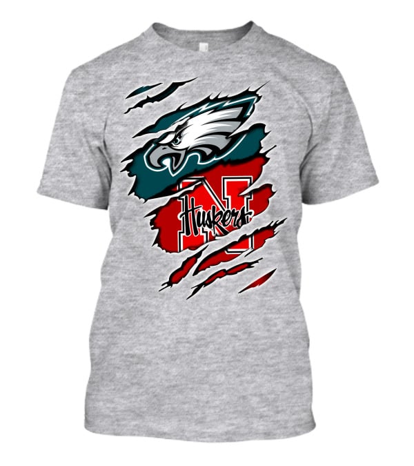 Philadelphia Eagles And Nebraska Cornhuskers Fans Rip And Tear T-Shirt