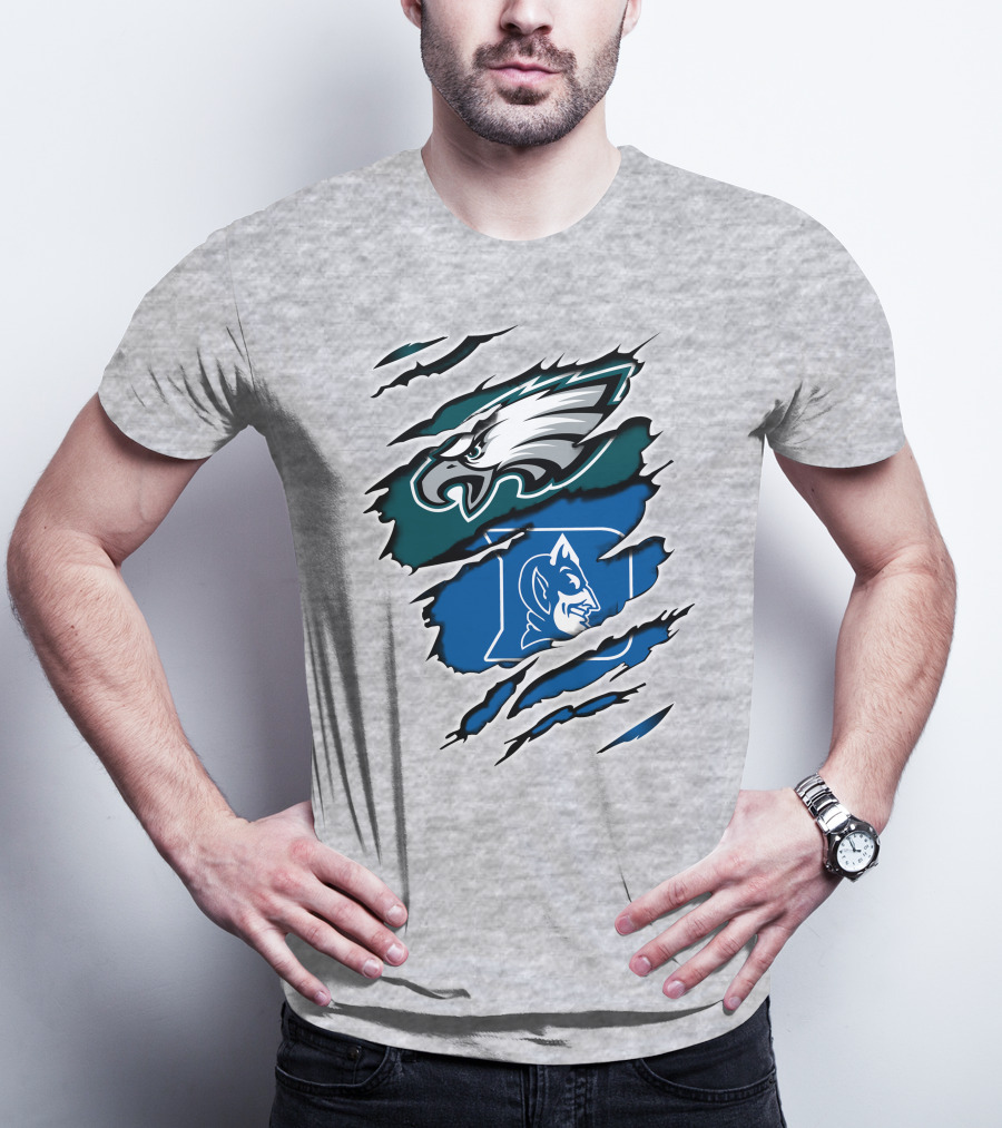 Eagles Duke Blue Devils Ripped Claw T-Shirt