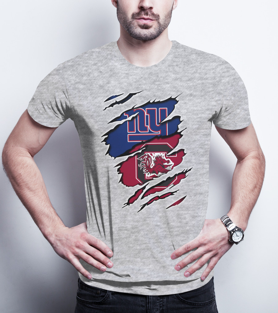 New York Giants South Carolina Gamecocks Rip Claw Marks Sports Crossover T-Shirt