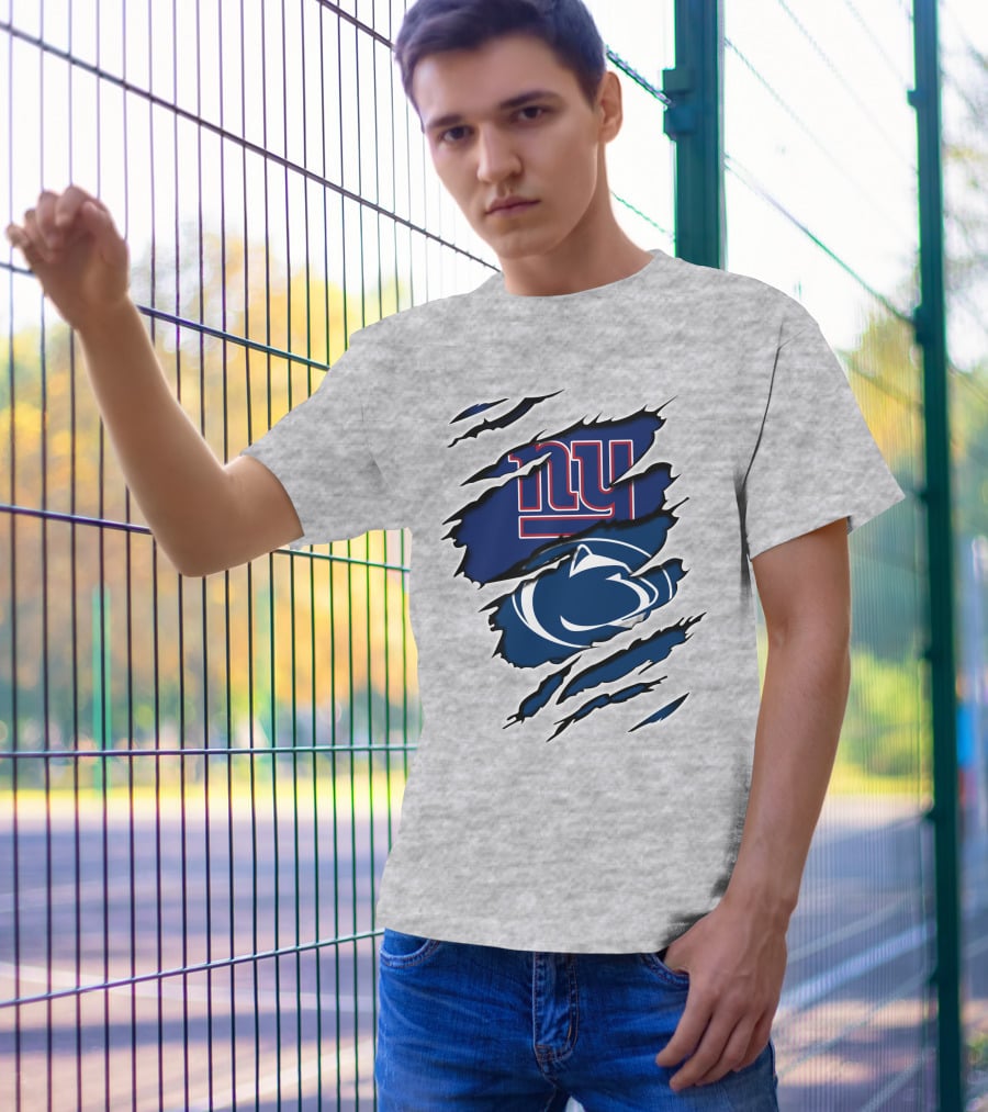 New York Giants And Penn State Nittany Lions Football Claw Marks T-Shirt