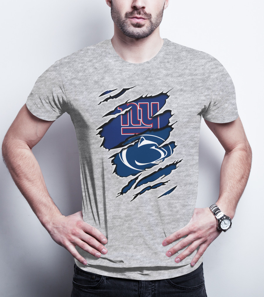 New York Giants And Penn State Nittany Lions Football Claw Marks T-Shirt