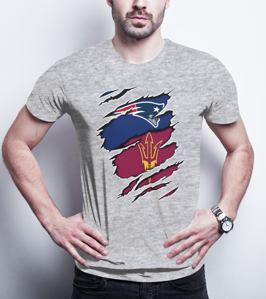 Patriots Asu New England Sun Devils Football Fusion T-Shirt