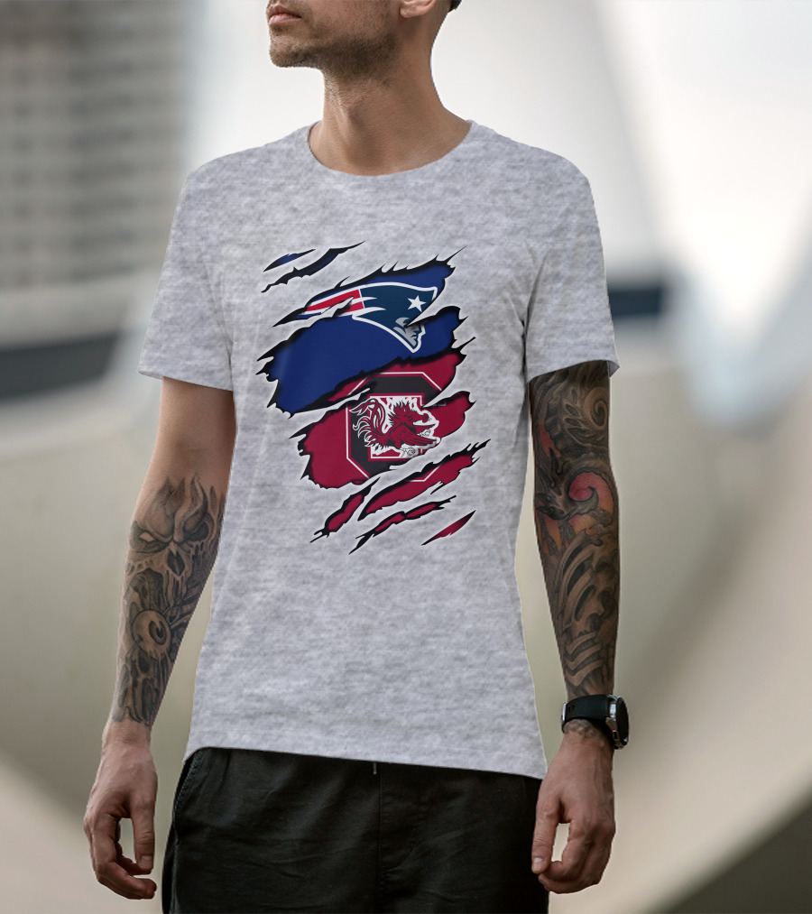 Patriots Gamecocks Logo Mashup Claw Marks T-Shirt
