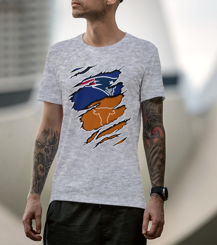 Patriots Longhorn Torn Layers Fusion T-Shirt