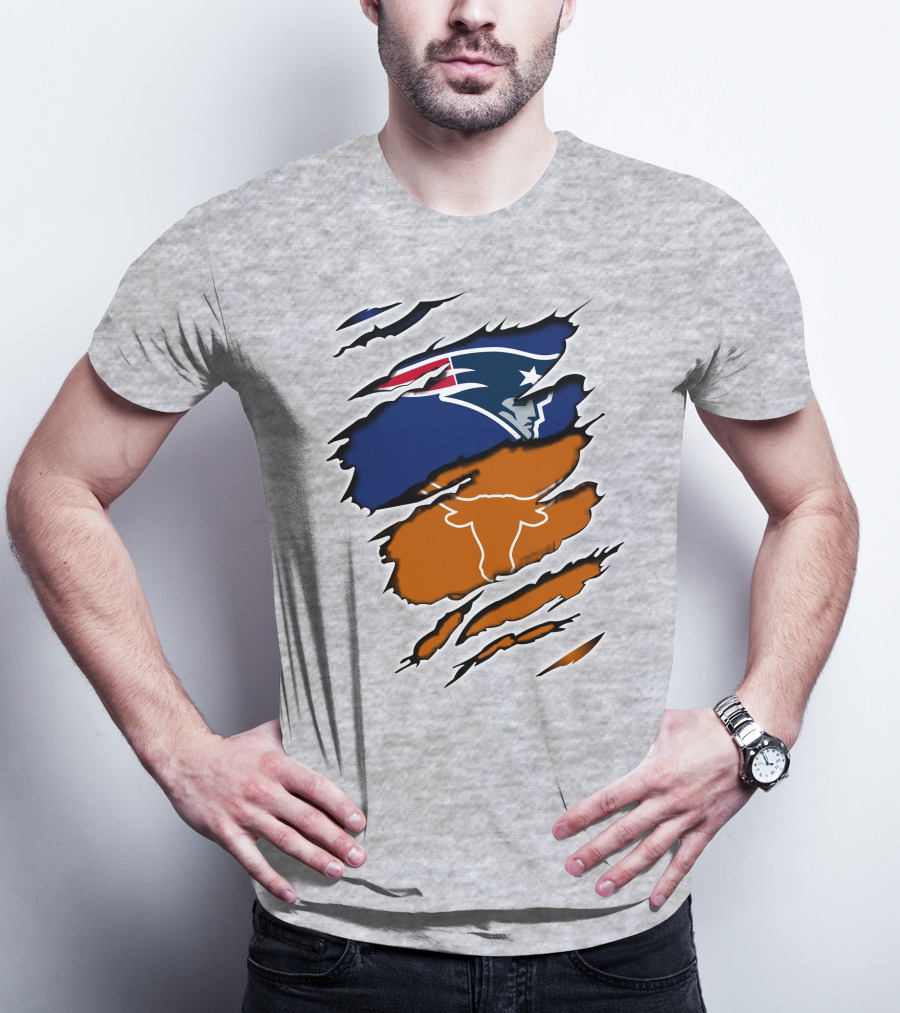 Patriots Longhorn Torn Layers Fusion T-Shirt