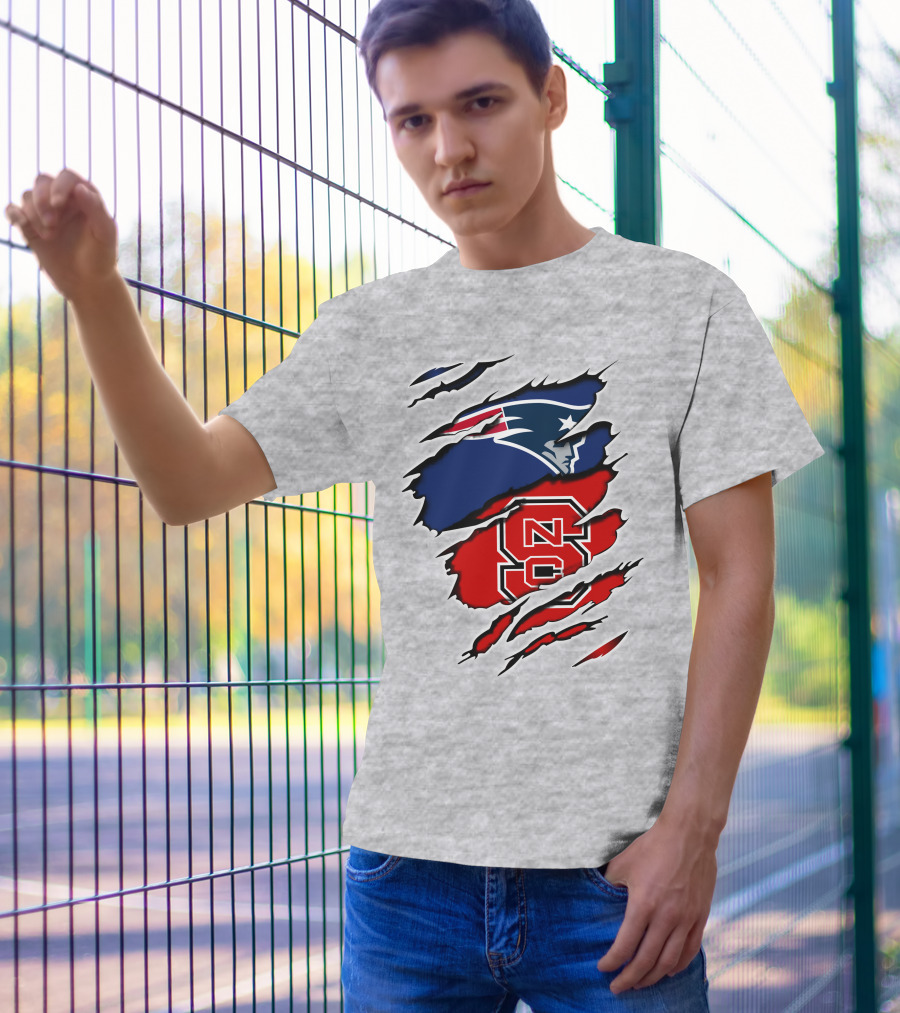 Patriots NC State Wolfpack Claw Logo Mashup T-Shirt