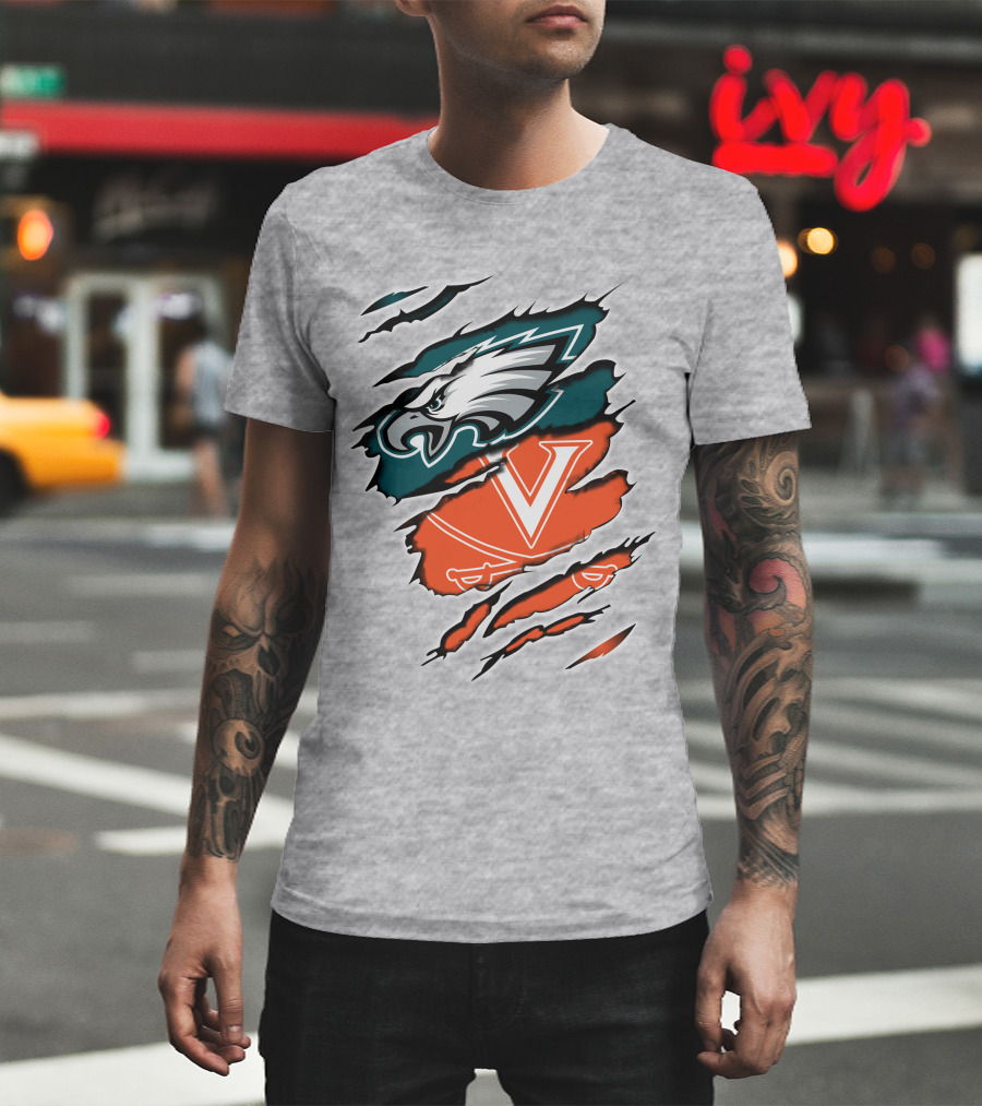 Philadelphia Eagles Virginia Cavaliers Logo Mashup T-Shirt