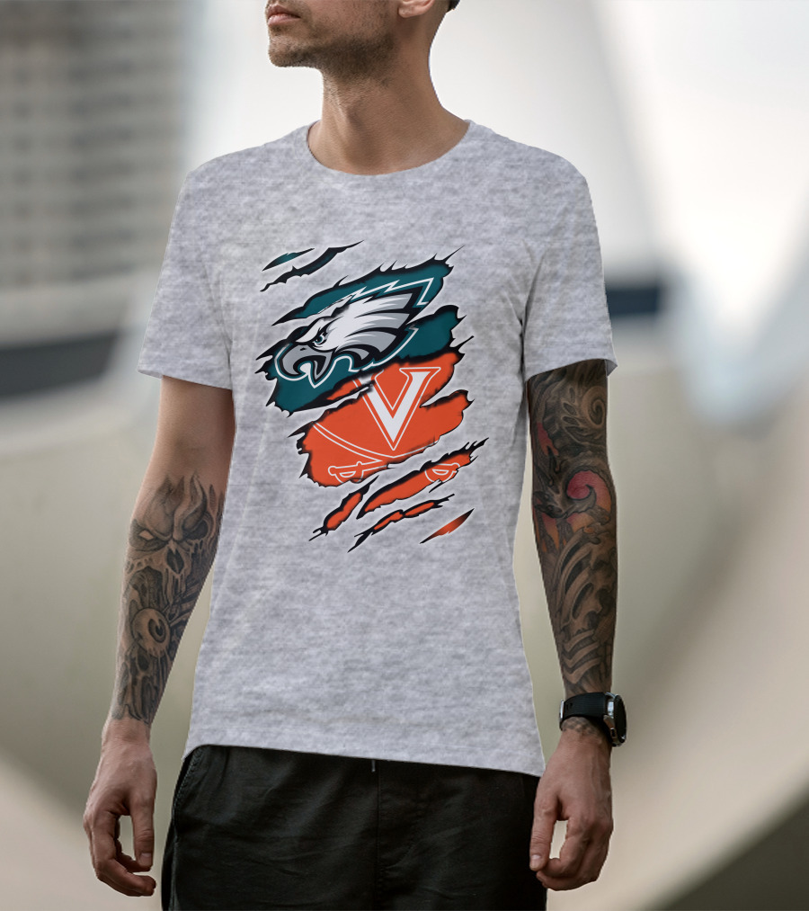 Philadelphia Eagles Virginia Cavaliers Logo Mashup T-Shirt