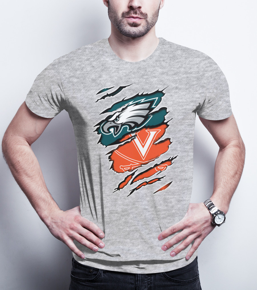 Philadelphia Eagles Virginia Cavaliers Logo Mashup T-Shirt