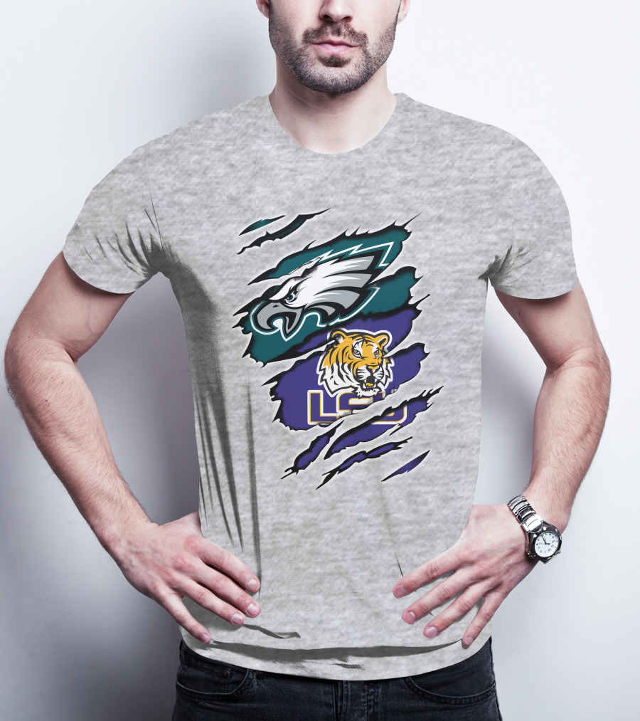 Eagles Philadelphia Tigers LSU Collaboration T-Shirt
