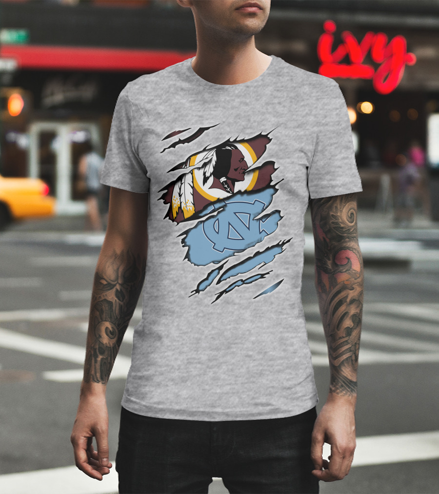 Washington Redskins North Carolina Tar Heels Logo Crossover T-Shirt
