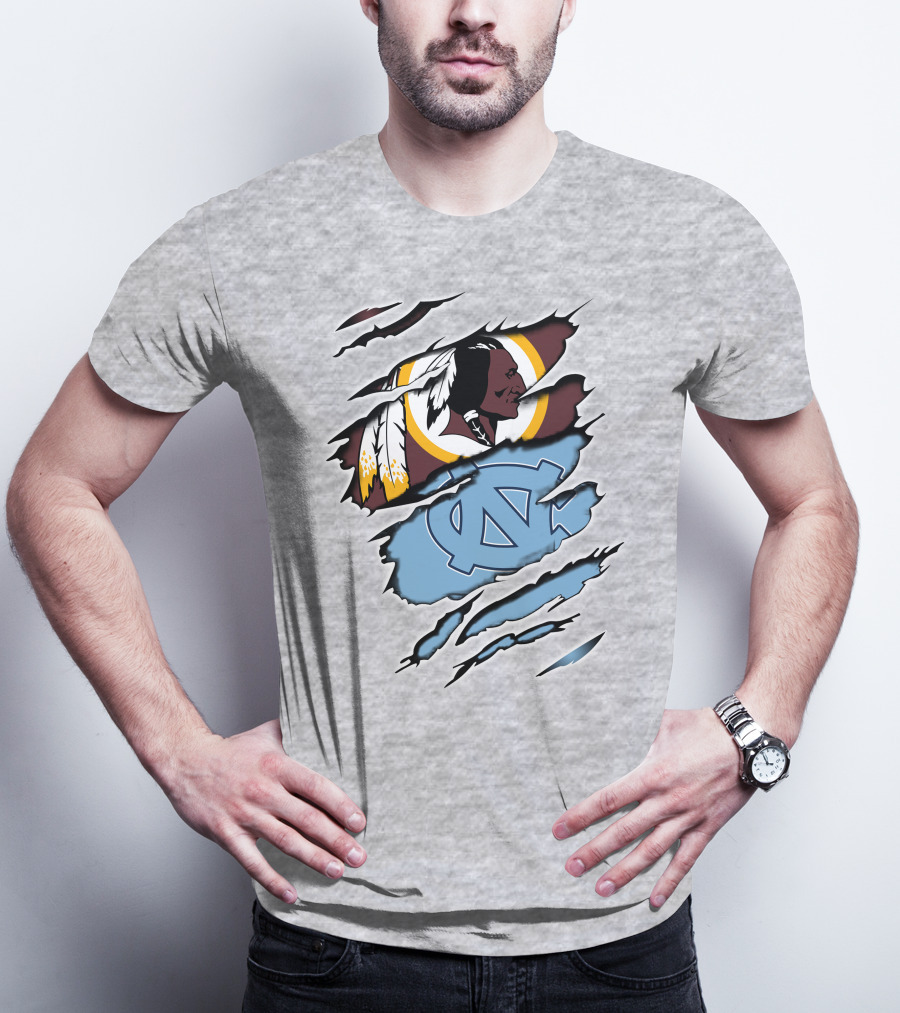Washington Redskins North Carolina Tar Heels Logo Crossover T-Shirt