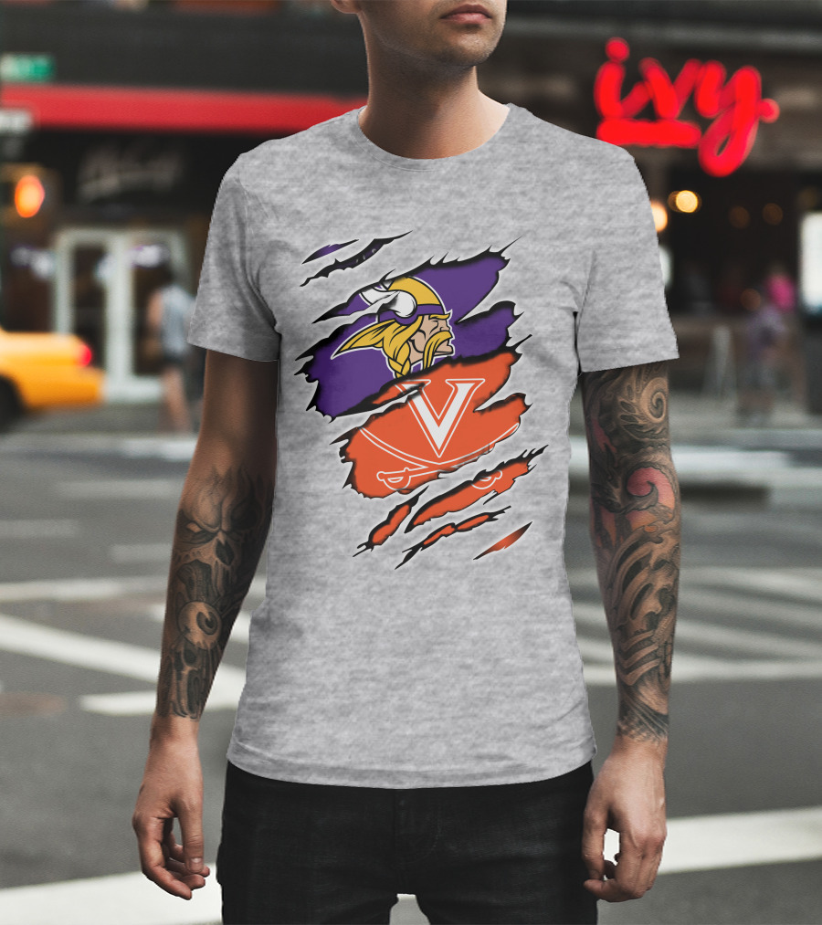 Minnesota Vikings Virginia Cavaliers Crossover T-Shirt