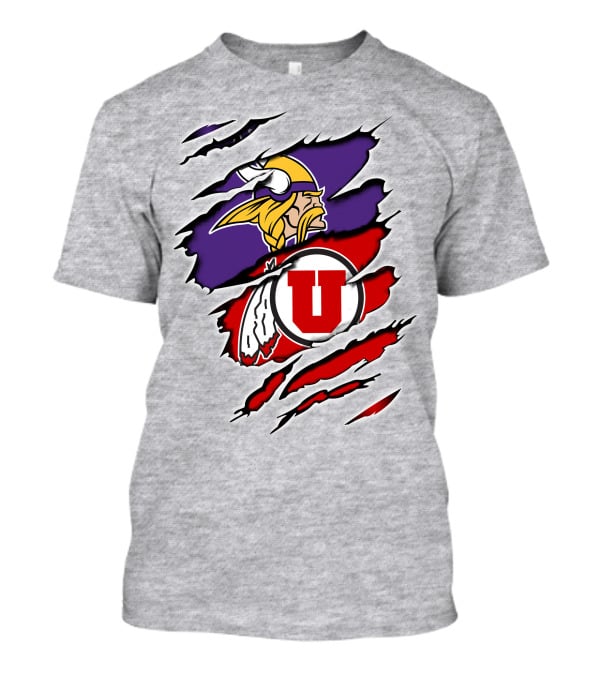 Minnesota Vikings Utah Utes Crossover Emblem T-Shirt