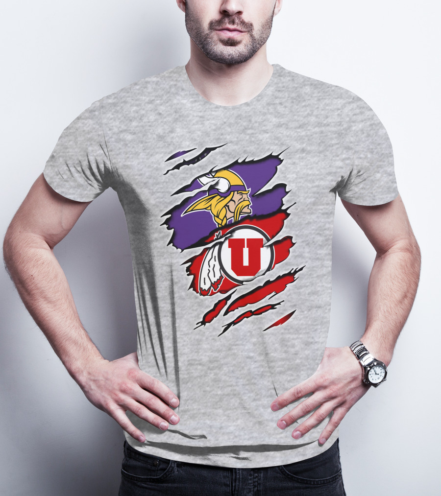 Minnesota Vikings Utah Utes Crossover Emblem T-Shirt