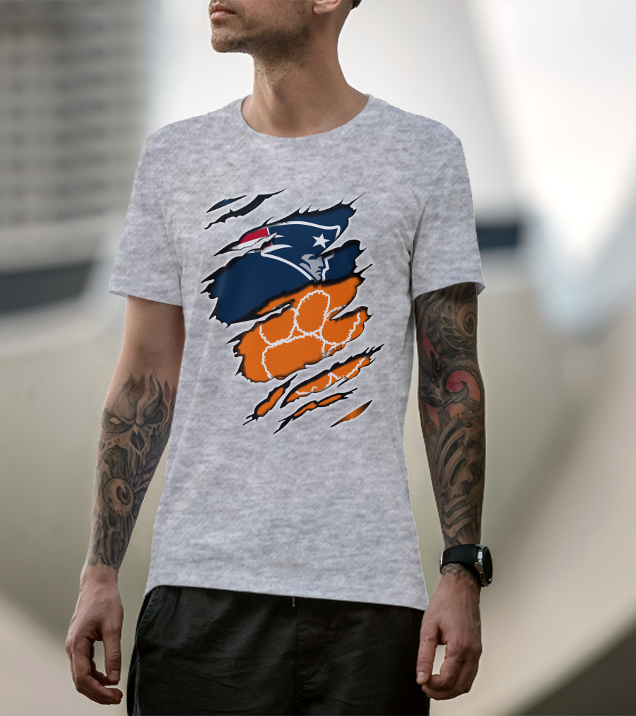 Patriots Clemson Tiger Paw Logo Fusion T-Shirt