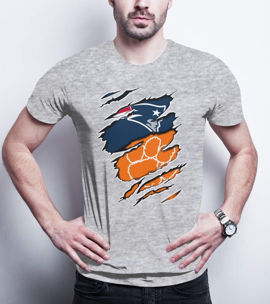 Patriots Clemson Tiger Paw Logo Fusion T-Shirt