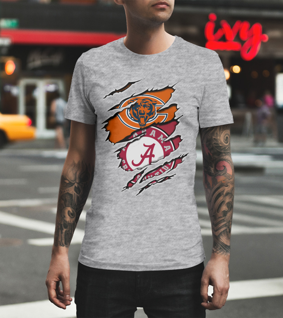 Chicago Bears Alabama Crimson Tide Logo Rip T-Shirt