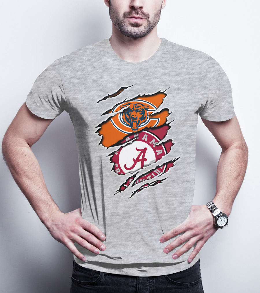 Chicago Bears Alabama Crimson Tide Logo Rip T-Shirt
