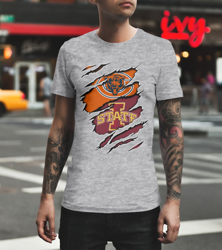 Chicago Bears Iowa State Cyclones Torn Claw T-Shirt
