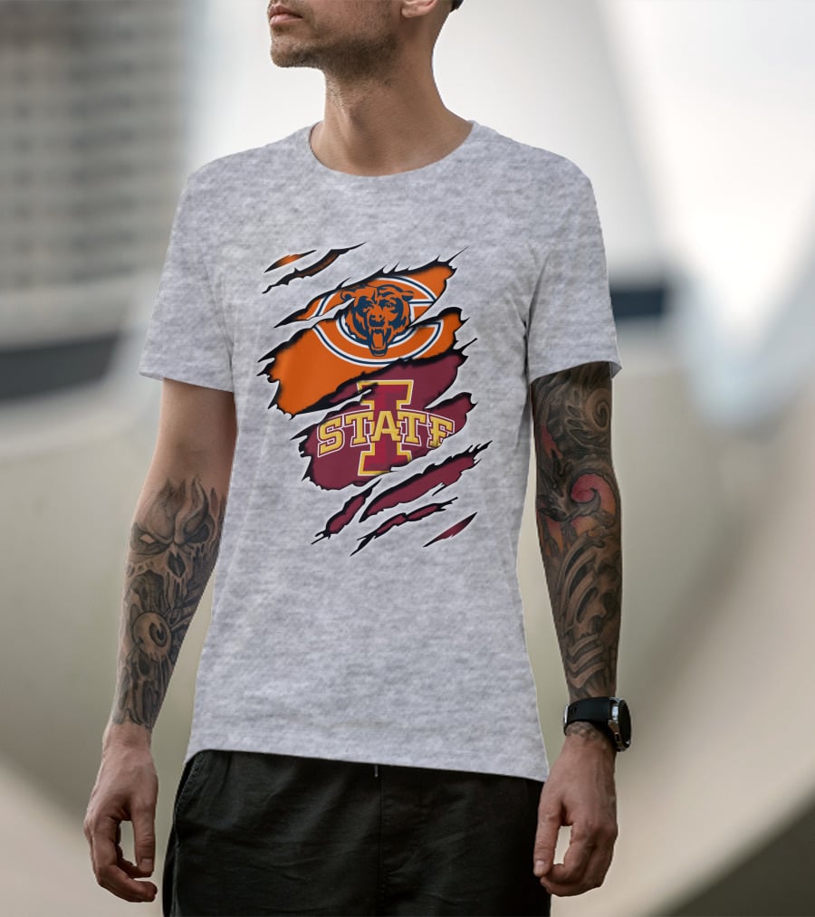 Chicago Bears Iowa State Cyclones Torn Claw T-Shirt