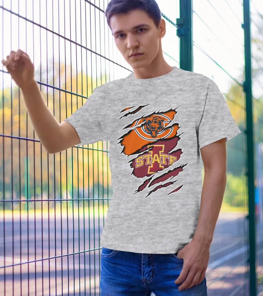 Chicago Bears Iowa State Cyclones Torn Claw T-Shirt