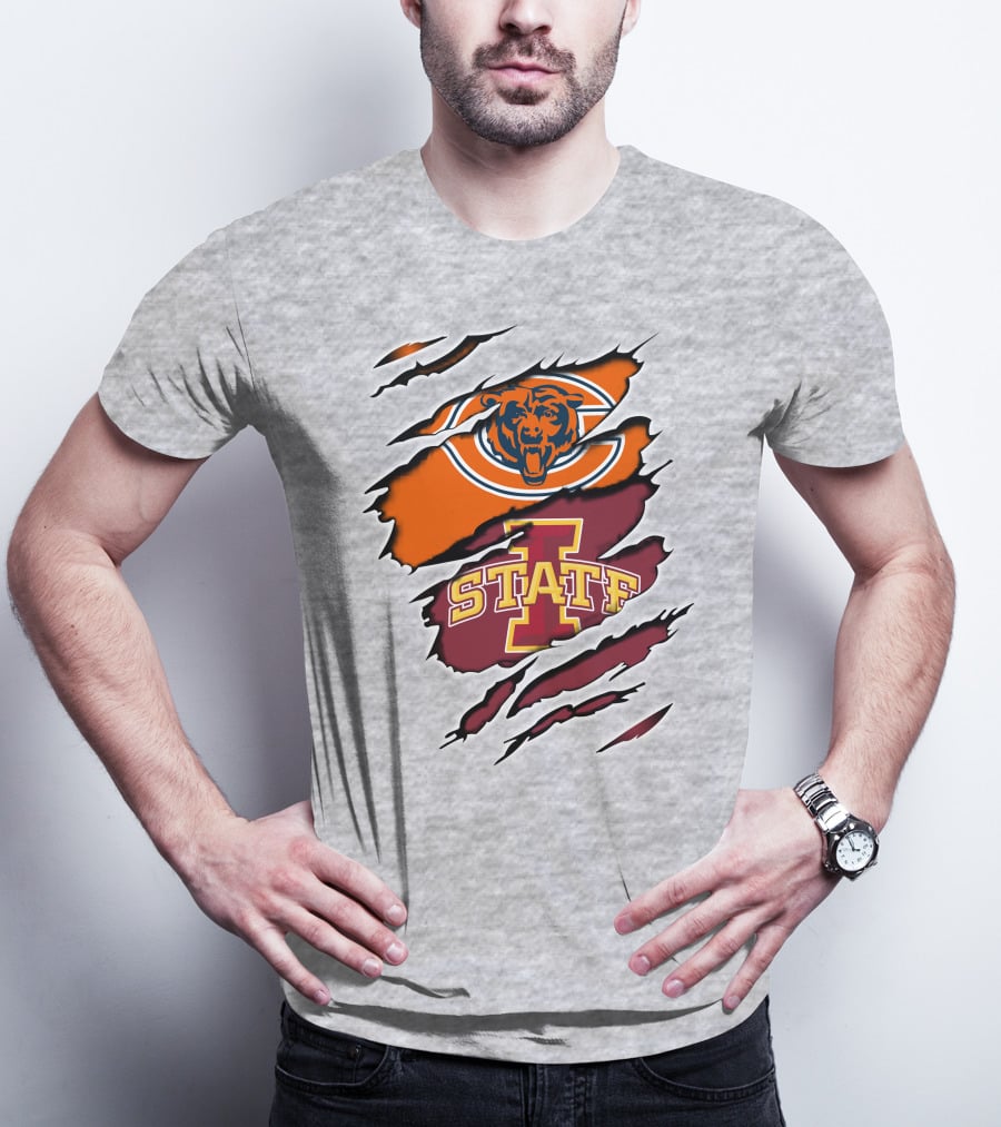 Chicago Bears Iowa State Cyclones Torn Claw T-Shirt