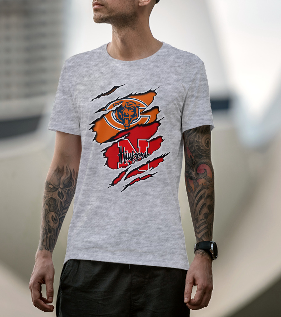 Chicago Bears Nebraska Cornhuskers Logo Claw Marks T-Shirt