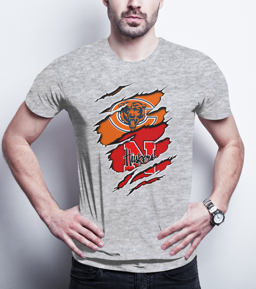 Chicago Bears Nebraska Cornhuskers Logo Claw Marks T-Shirt