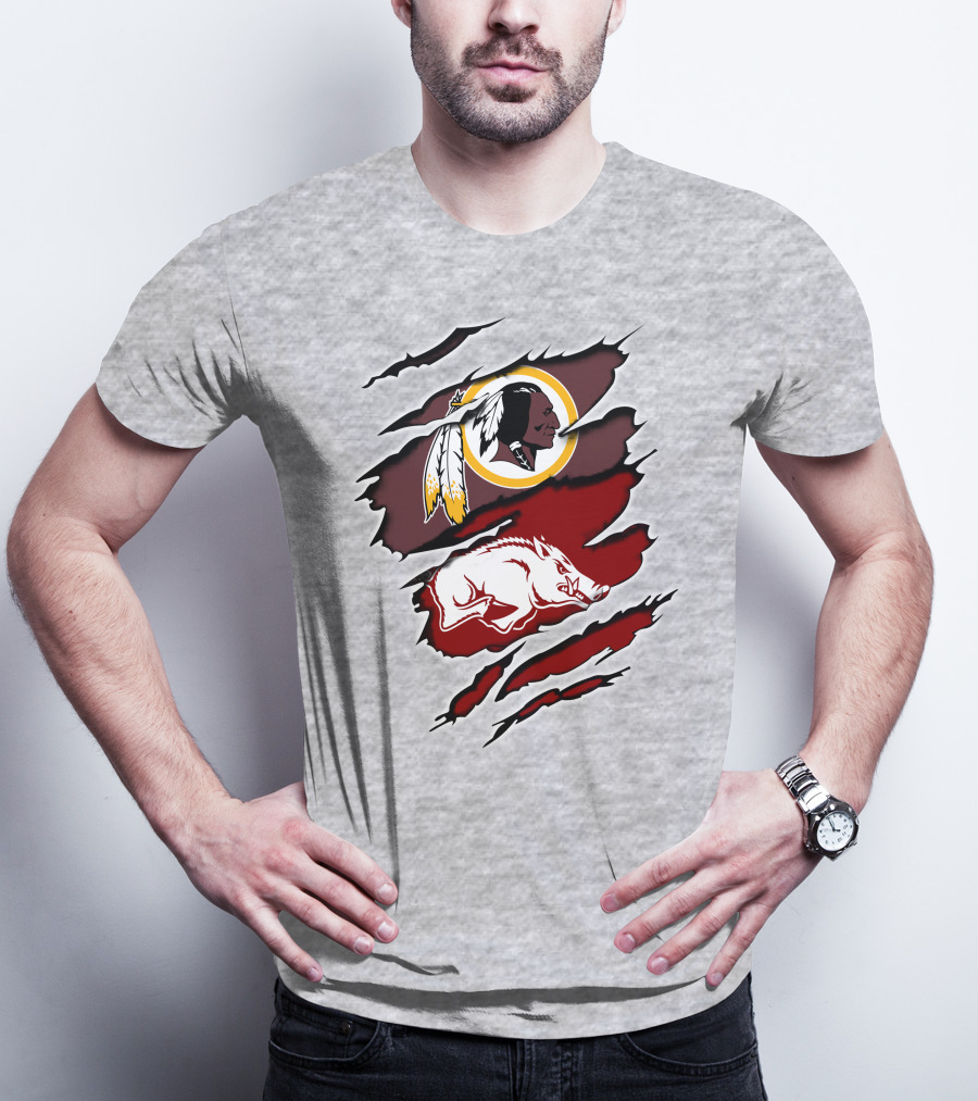 Washington Football Team Arkansas Razorbacks Ripped Claw T-Shirt