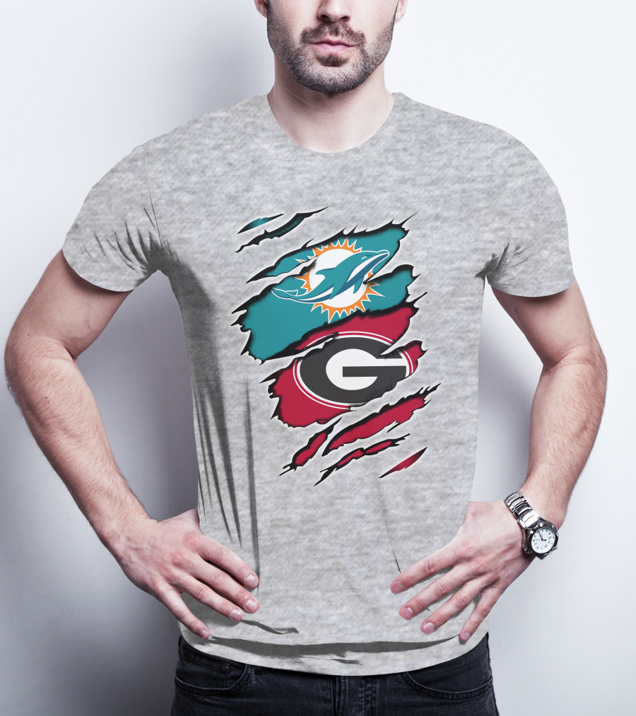 Miami Dolphins Georgia Bulldogs Fan T-Shirt