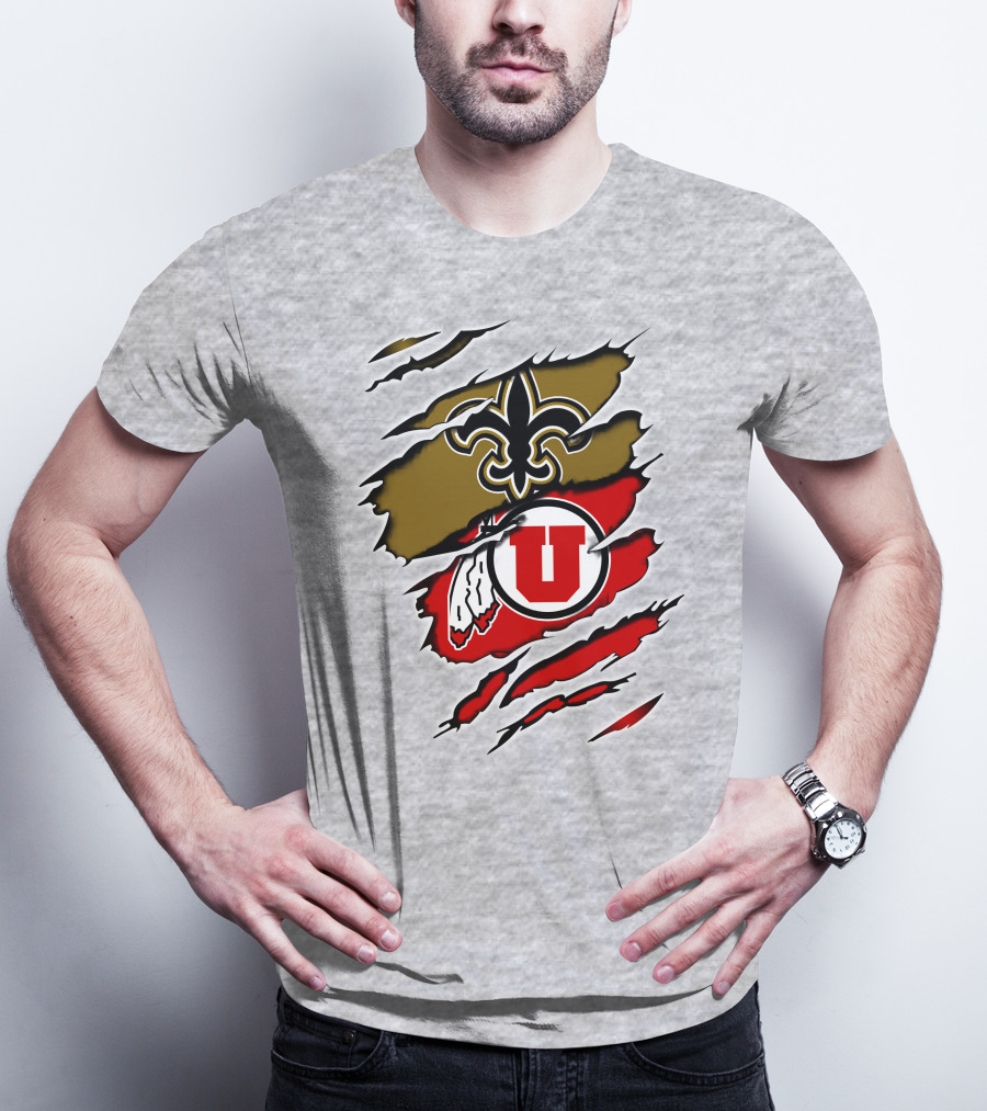 New Orleans Saints Utah Utes Fusion Fan Gear T-Shirt