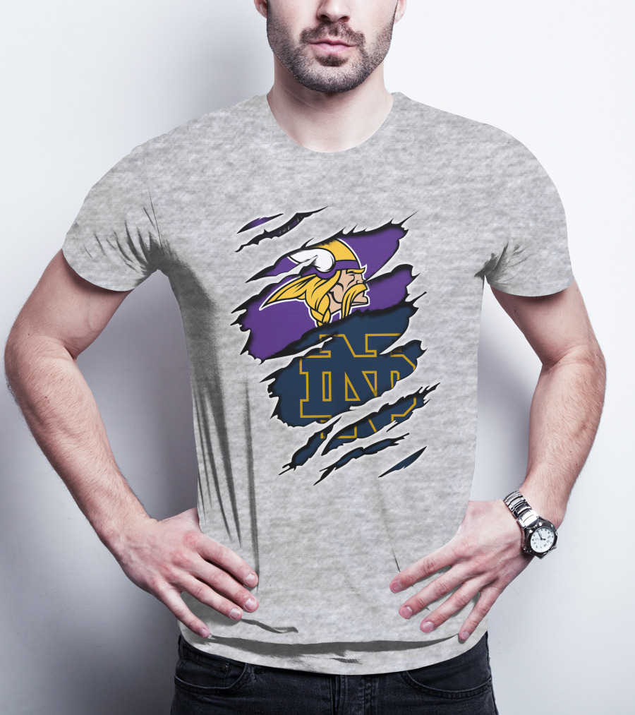 Minnesota Vikings Notre Dame Fighting Irish Collaboration T-Shirt