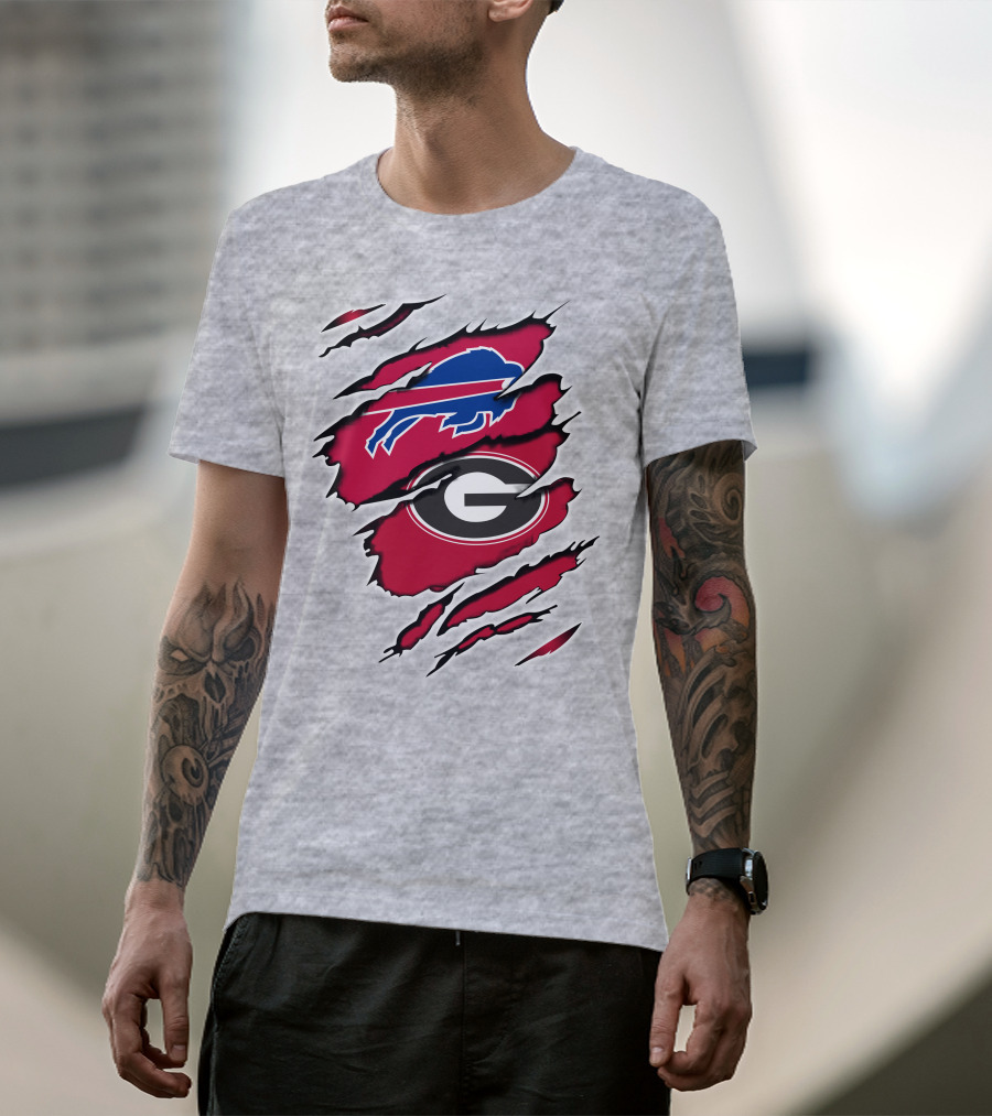 Buffalo Bills Georgia Bulldogs Claw Marks Fan Mashup Logo Emblem T-Shirt