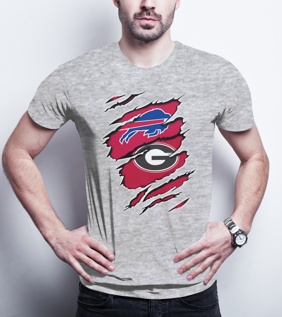 Buffalo Bills Georgia Bulldogs Claw Marks Fan Mashup Logo Emblem T-Shirt