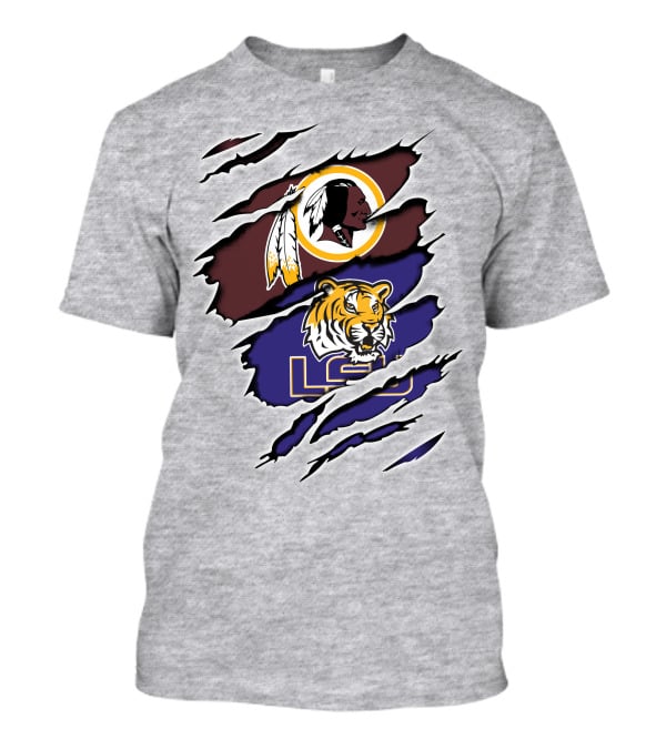 Washington Redskins Lsu Tigers Logo Claw Marks T-Shirt