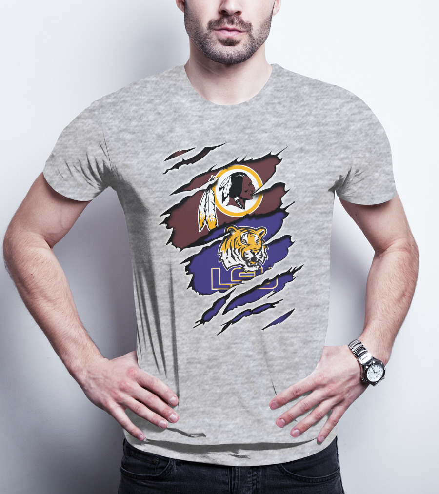 Washington Redskins Lsu Tigers Logo Claw Marks T-Shirt