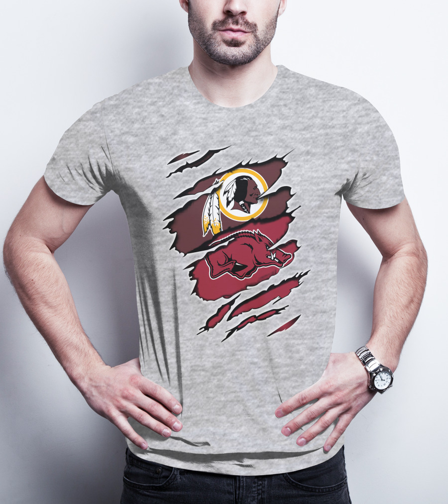 Redskins And Arkansas Razorbacks Claw T-Shirt