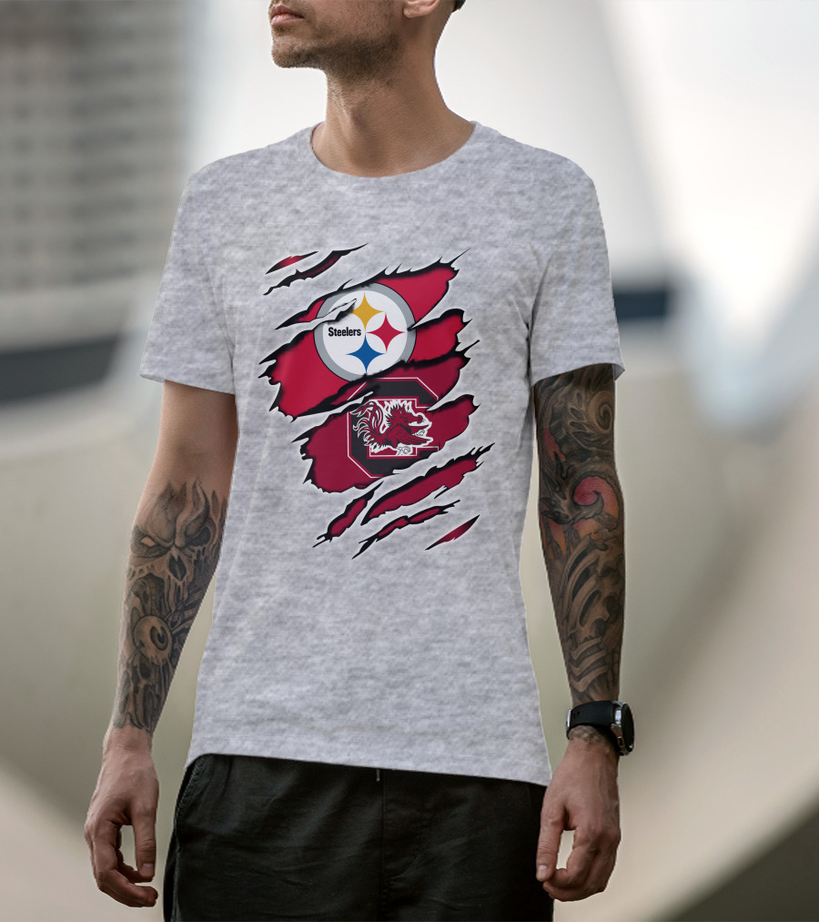 Steelers Gamecocks Ripped T-Shirt